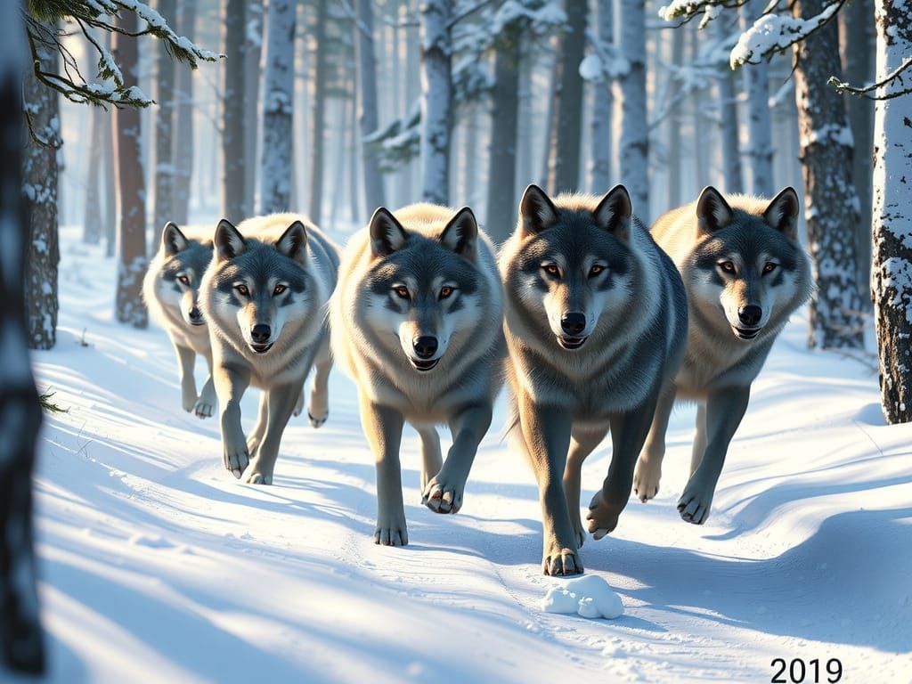 wolfys - White Alpha Wolf Pack in Snowy Forest