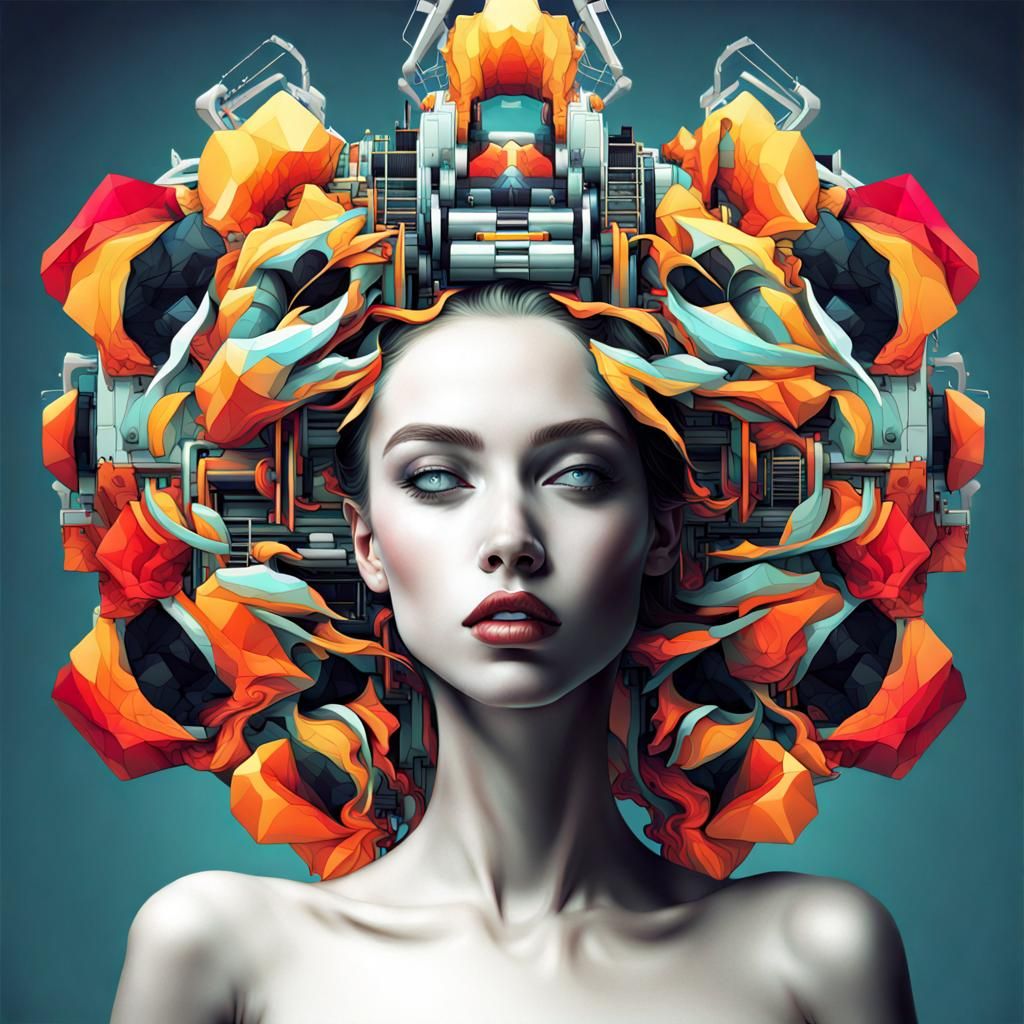 technological head formation - AI Generated Artwork - NightCafe Creator