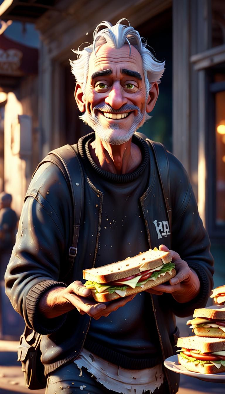 Warm Smile in Tattered Rags: A Glimpse of Kindness... - AI Art