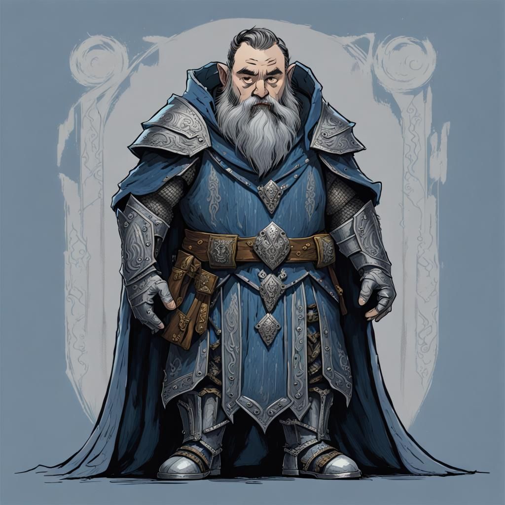 A dwarf ornate art deco gothic lord-of-the-rings-dwarf knight wearing a ...