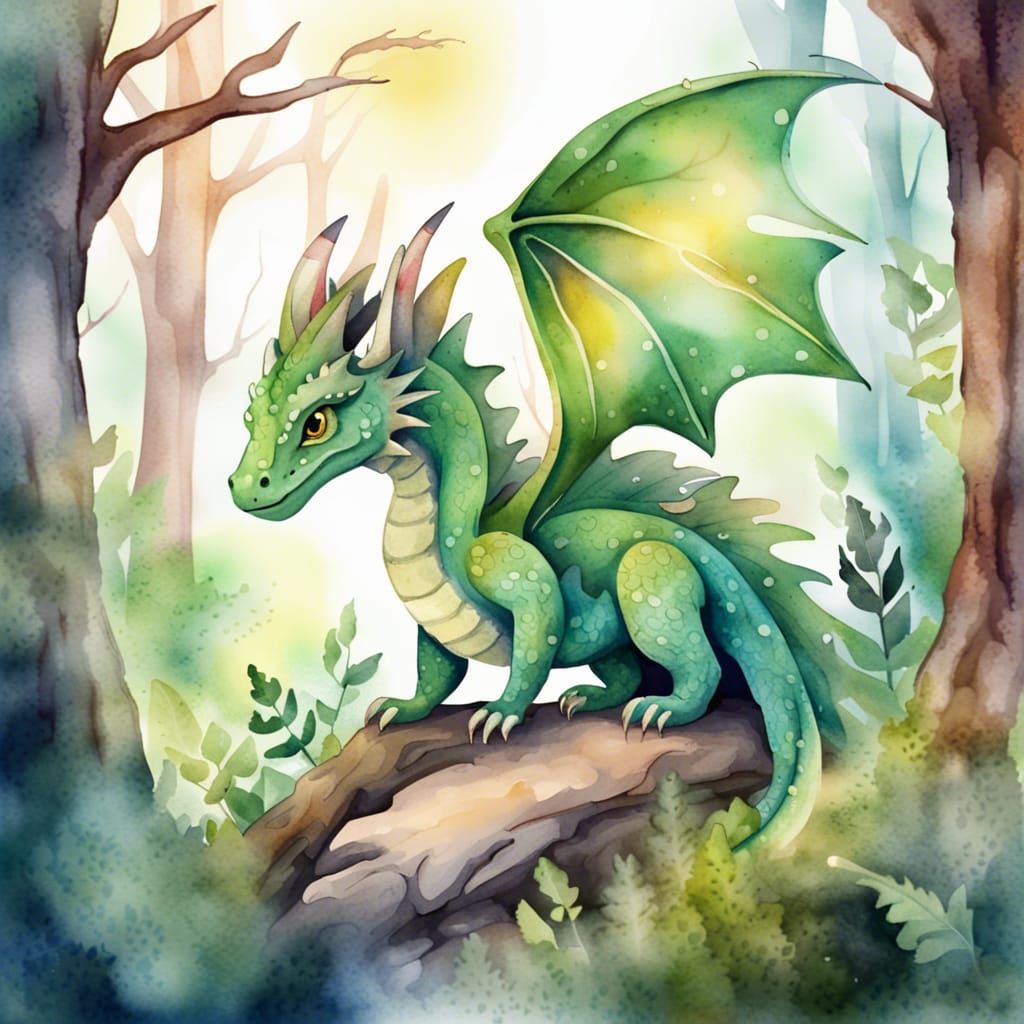 Green dragon, protector of the forest - AI Generated Artwork ...