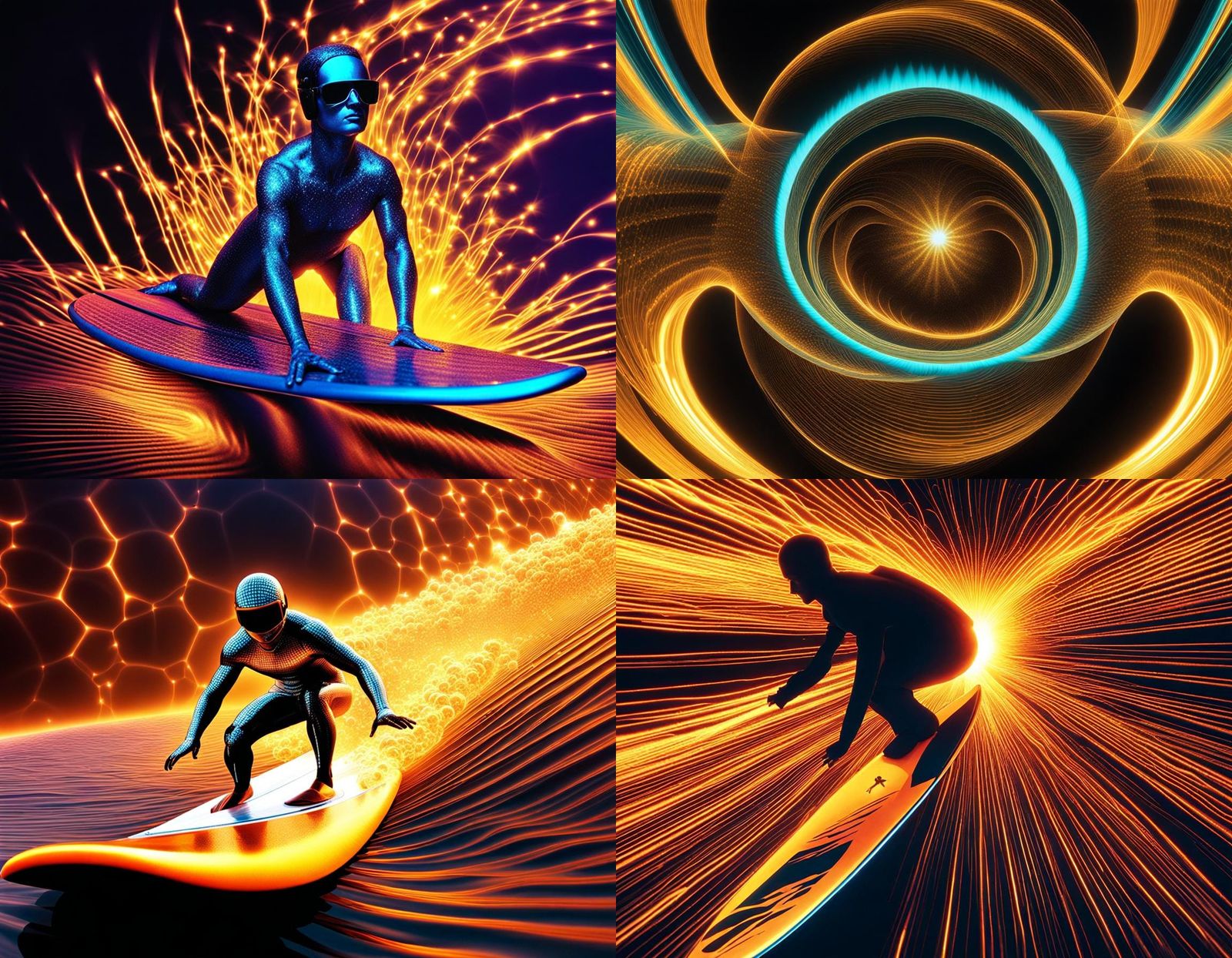 shimmering creature surfing 3D hyperdimensional depth of field ...