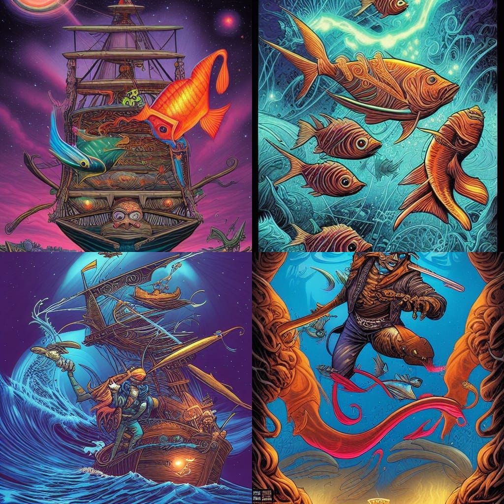 cosmic fish pirates - AI Generated Artwork - NightCafe Creator
