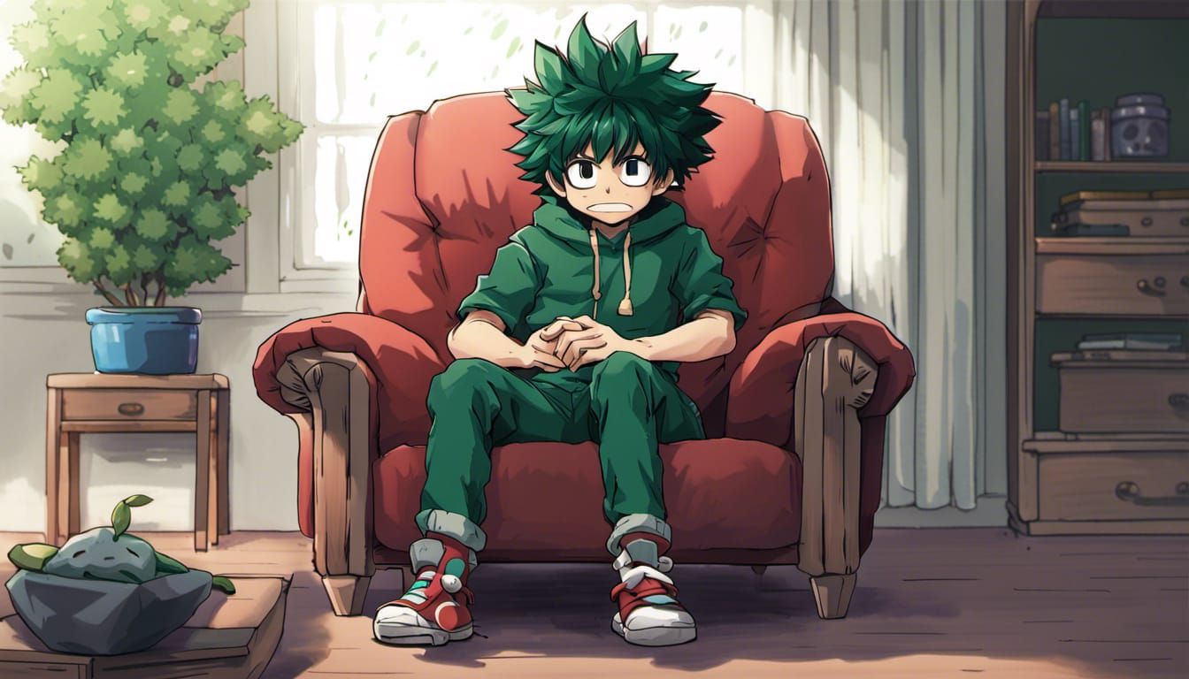Deku Sitting in a chair - AI Generated Artwork - NightCafe Creator