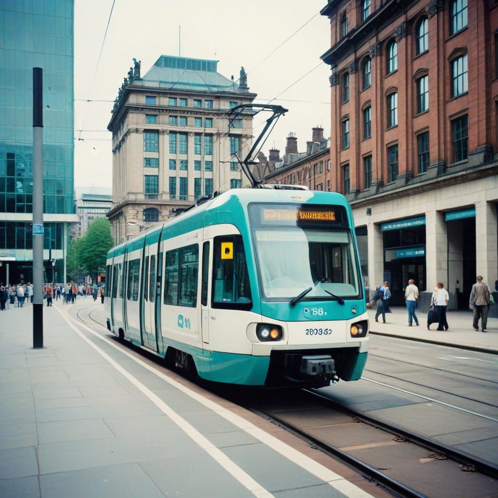 T68 Manchester Metrolink Tram in St Peter's Square in Manchester, England