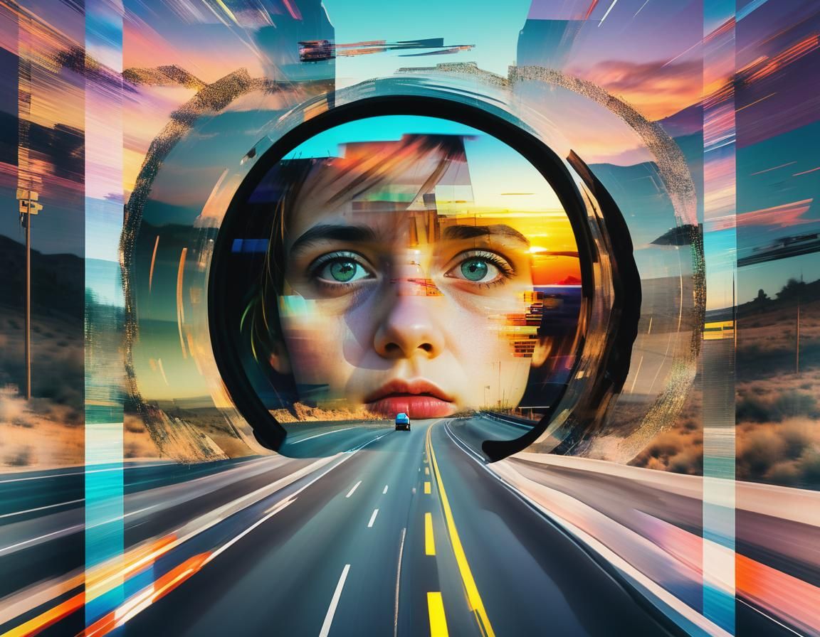 Desert Highway Hitchhiker Glitch - AI Generated Artwork - NightCafe Creator