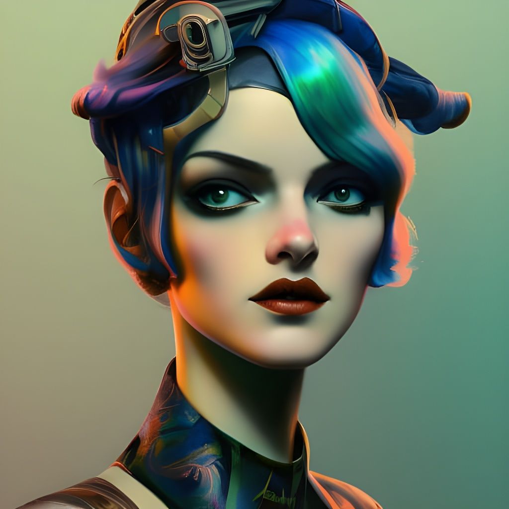 Dieselpunk E-girl 14 - AI Generated Artwork - NightCafe Creator