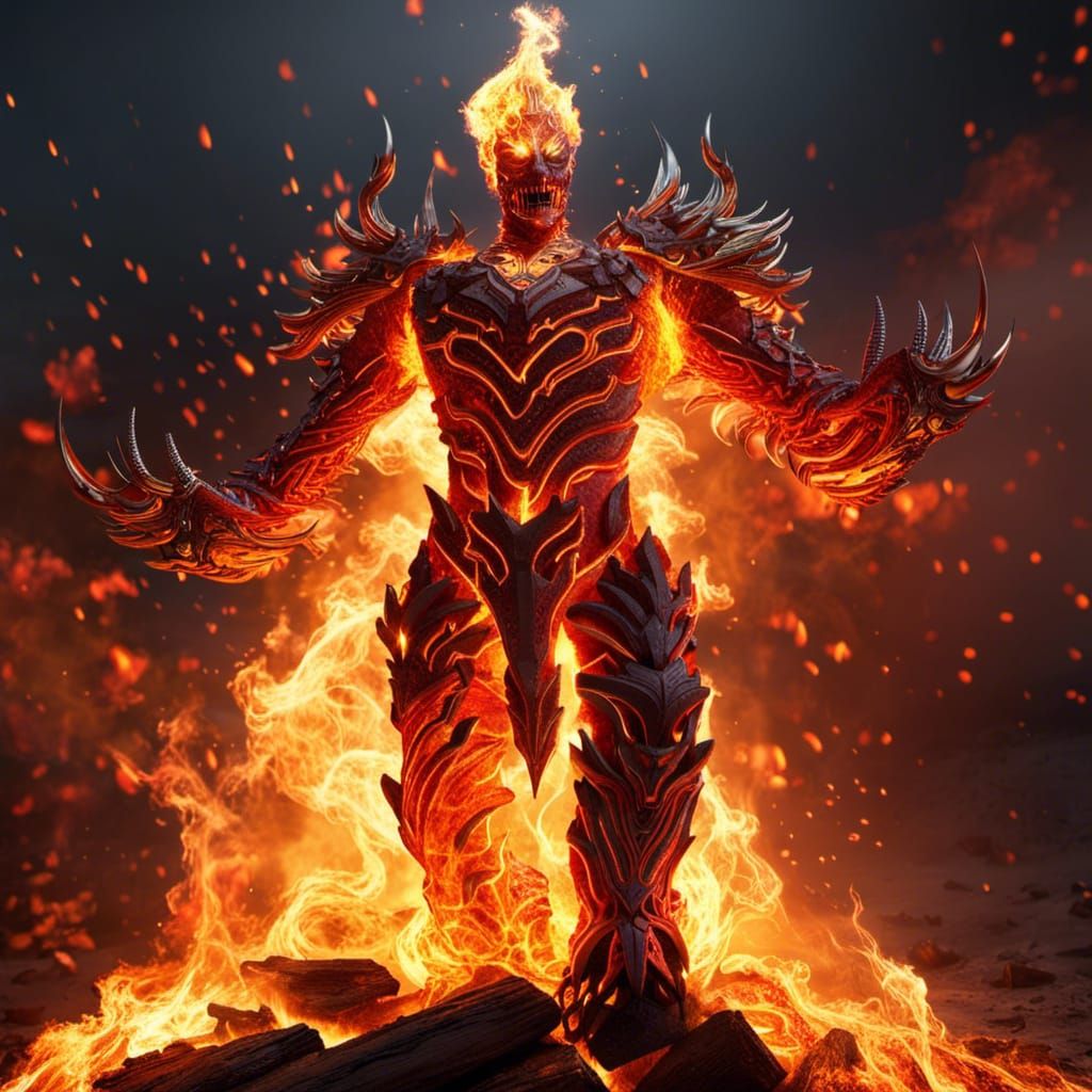 Fire elemental rising from the flames - AI Generated Artwork ...