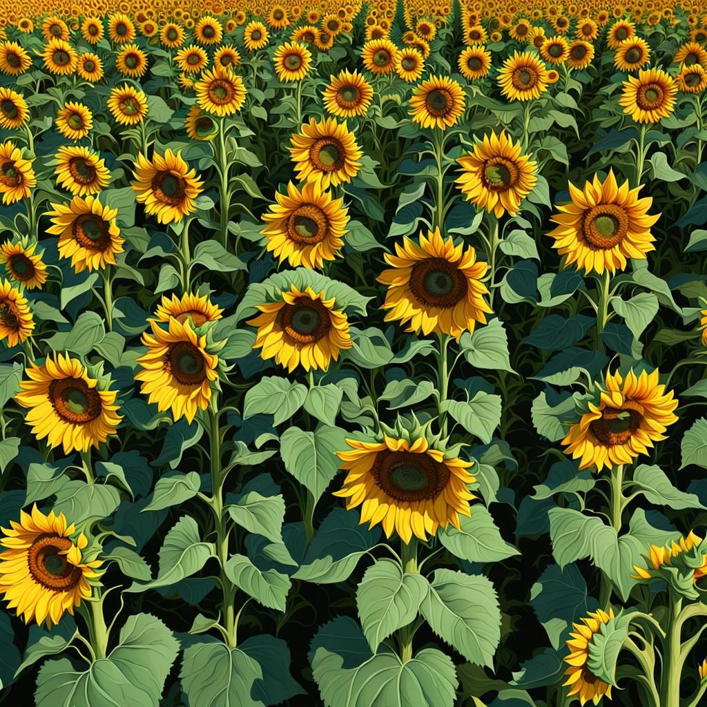 field of sunflowers 02 - AI Generated Artwork - NightCafe Creator