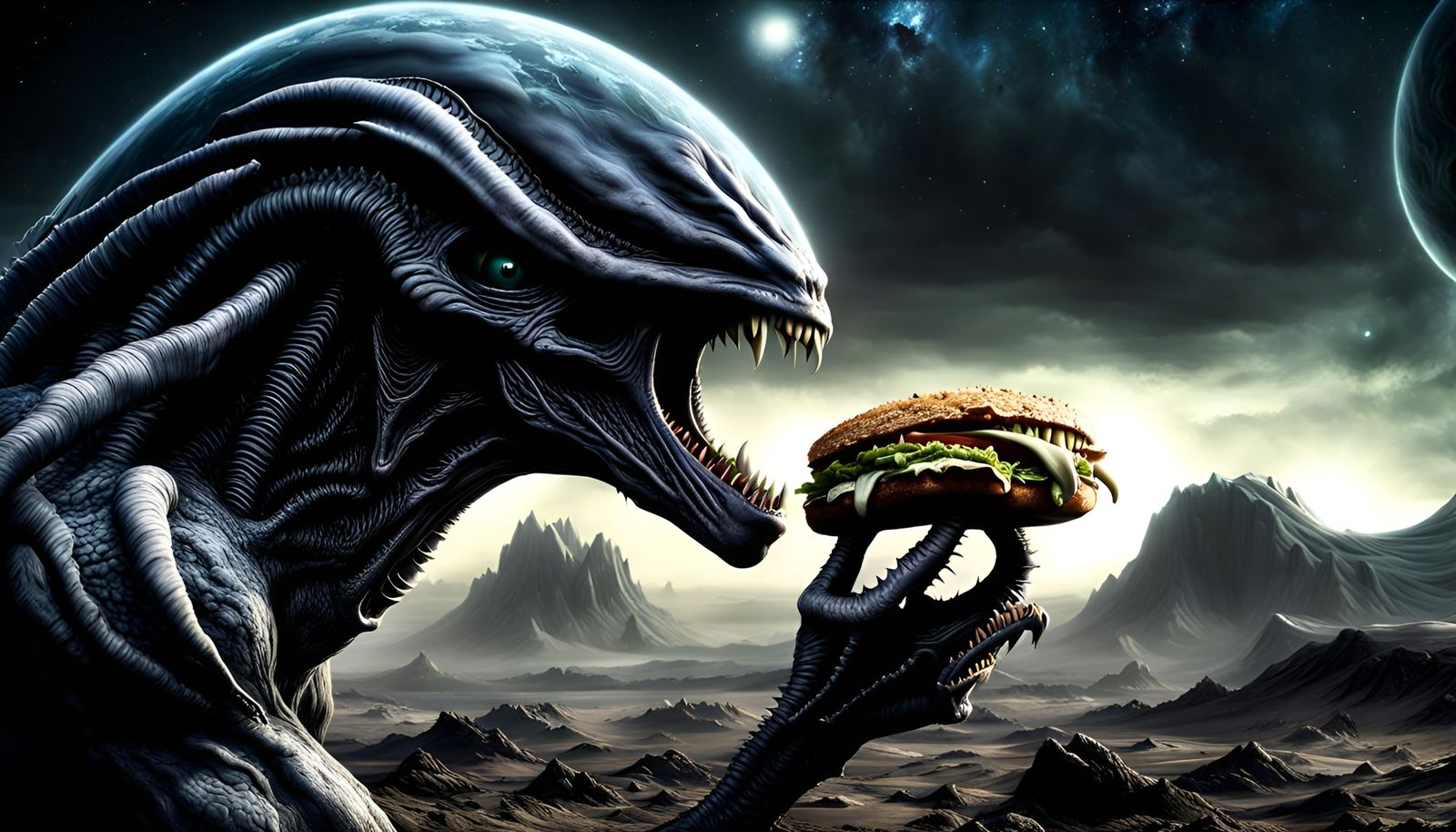 Alien Monster Feeding - AI Generated Artwork - NightCafe Creator