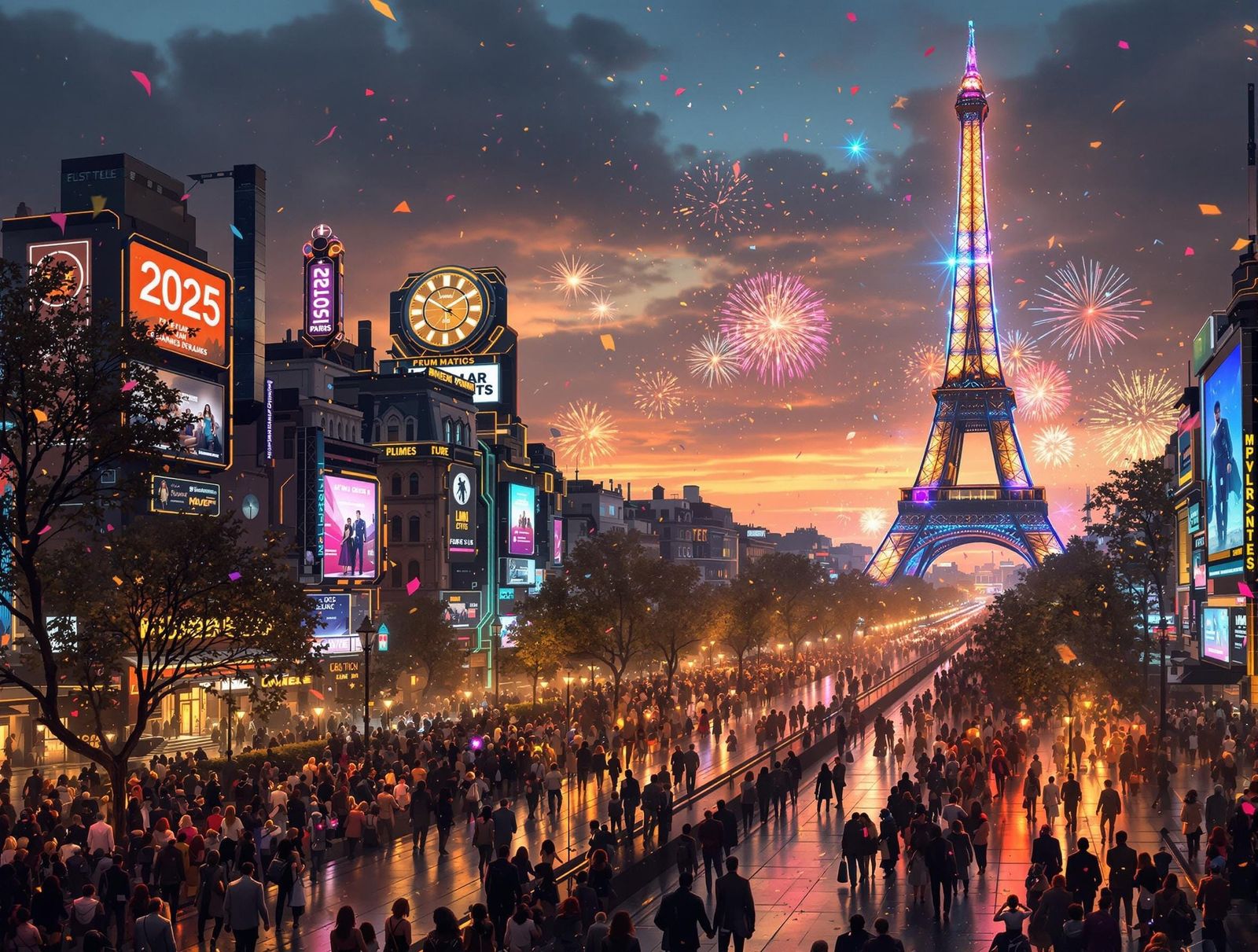 The Countdown PARIS "2025" - Futuristic Paris Cityscape at D...