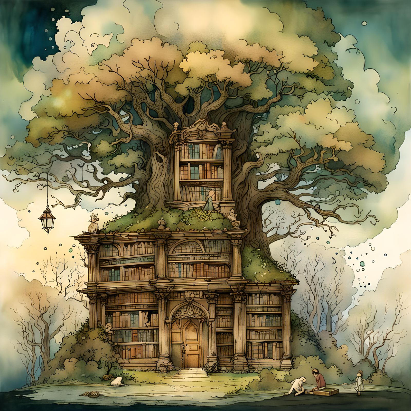 Arboreal Library - AI Generated Artwork - NightCafe Creator