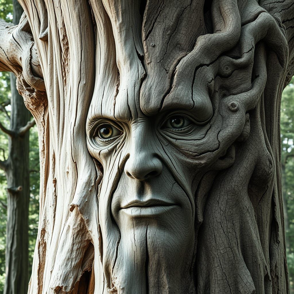 Tree Trunk Face - Ancient Tree Becomes Sentient Being