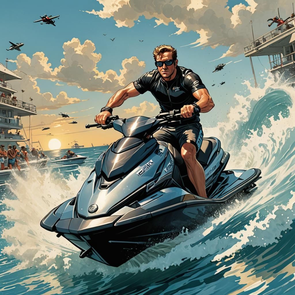 Riding a jetski - AI Generated Artwork - NightCafe Creator