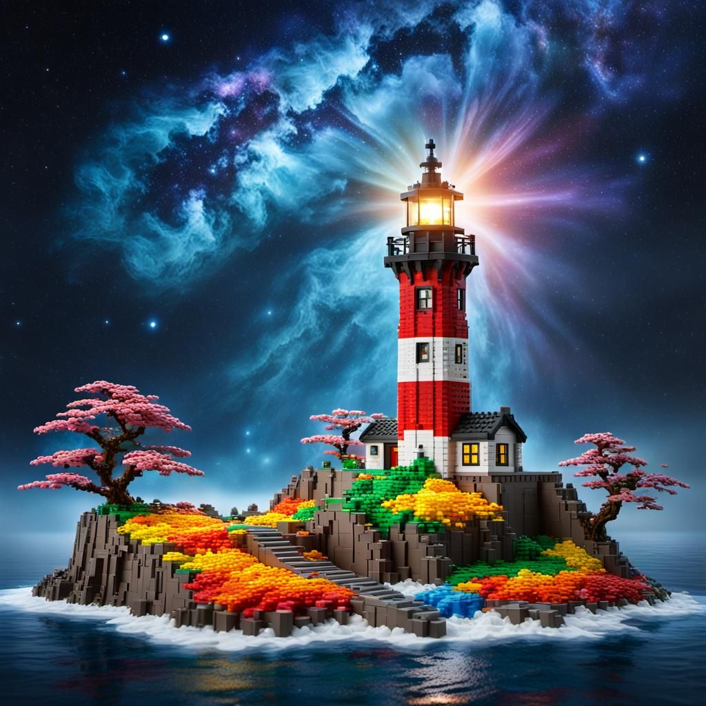 A Lego lighthouse - AI Generated Artwork - NightCafe Creator