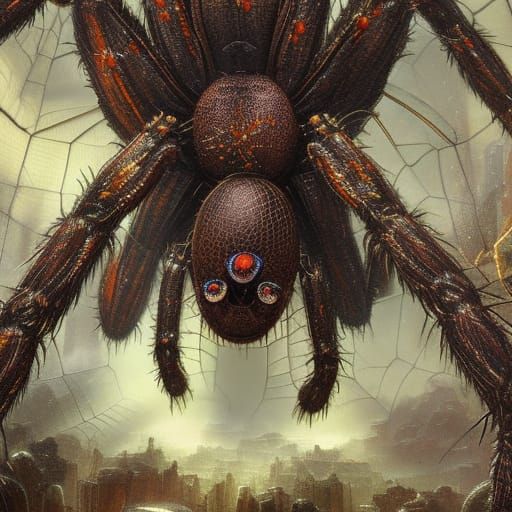 spidery monstrosity, colossal spider, astral demonic creature, toothy ...