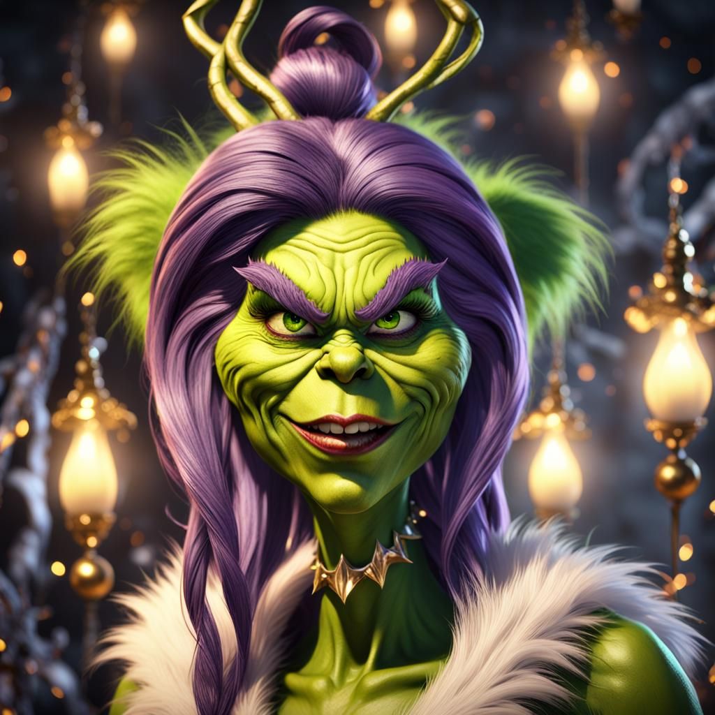 A beautiful, evil female grinch that hates christmas singing her ...