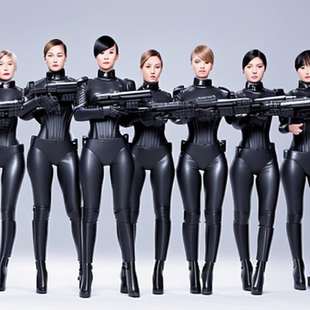 hundreds of armed female androids - AI Generated Artwork - NightCafe ...