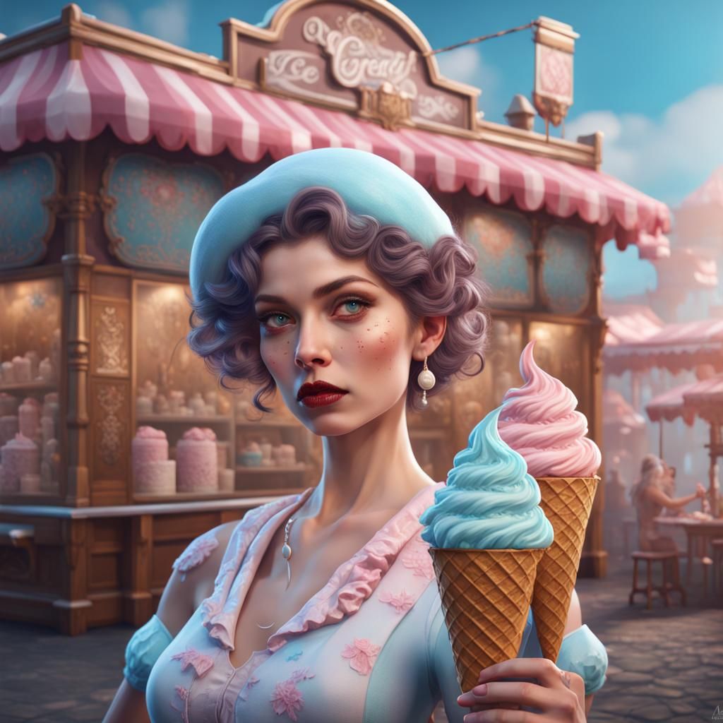 Beautiful ice cream lady - AI Generated Artwork - NightCafe Creator