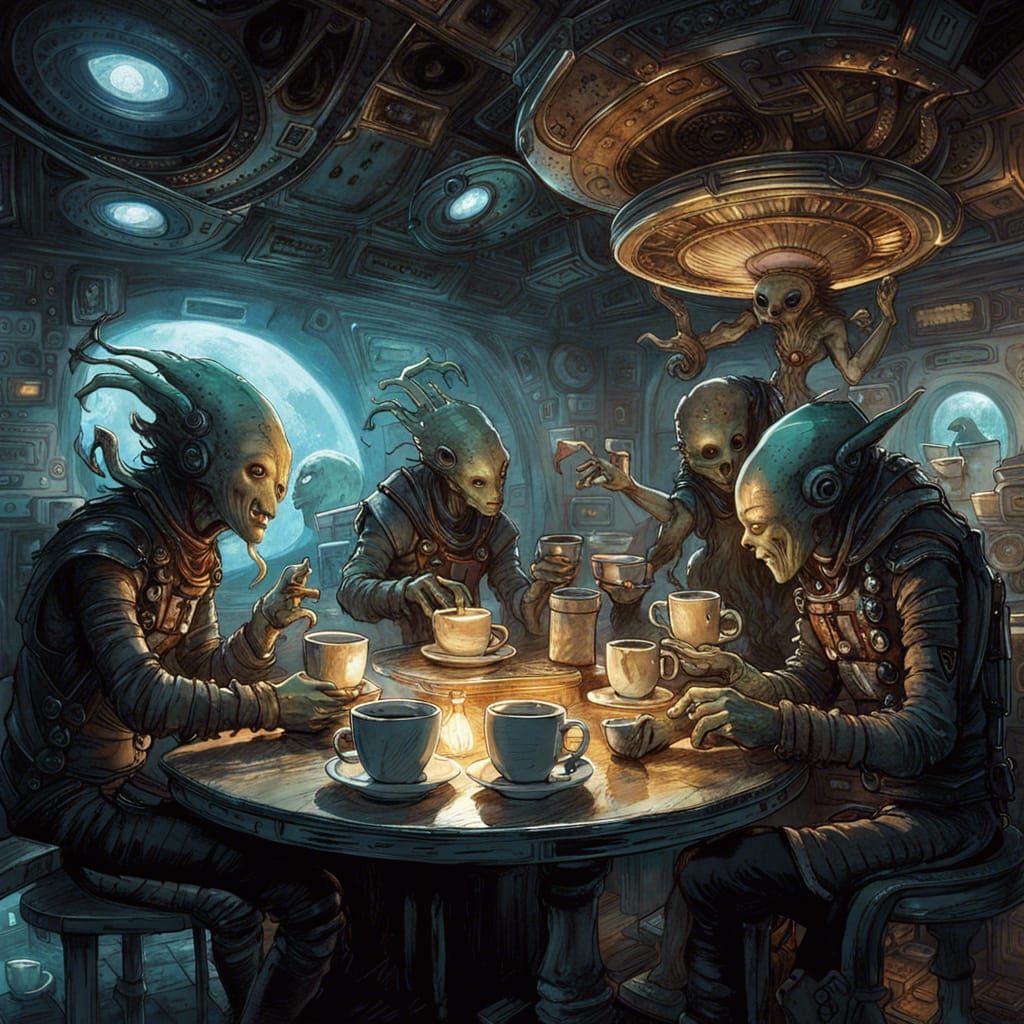 The Spaceship Nightcafe… ☕️👽 - AI Generated Artwork - NightCafe Creator