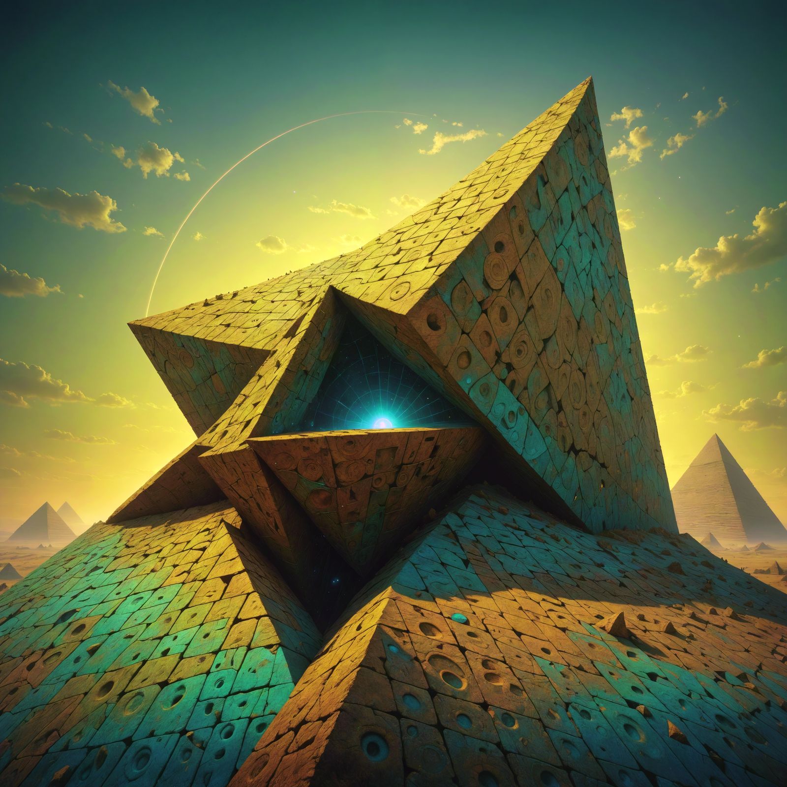 Psychedelic Fibonacci Pyramids 8K By Zdzisław Beksiński - AI Generated ...