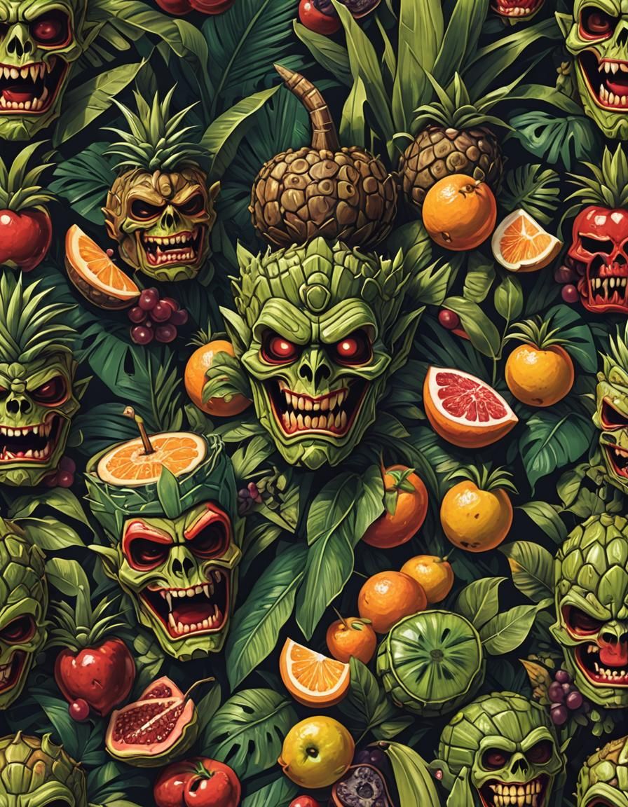 vampire tiki evil tropical fruit - AI Generated Artwork - NightCafe Creator