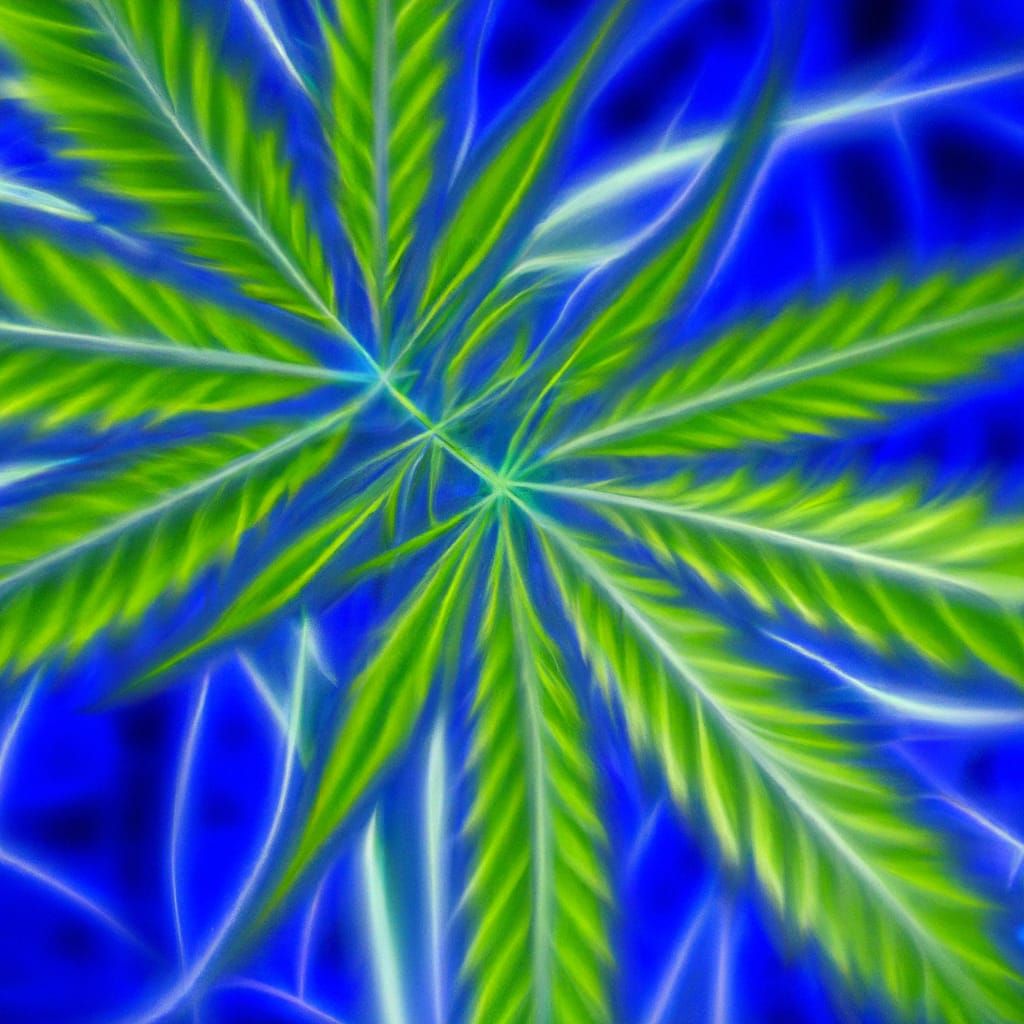 Fractal, marijuana leaf. green, blue, - AI Generated Artwork ...