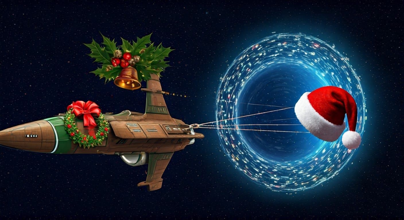 Hauling a Santa hat through space rift is a bad idea