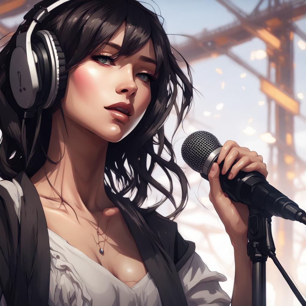 a 20-something female otaku who is a singer/songwriter performing at a ...