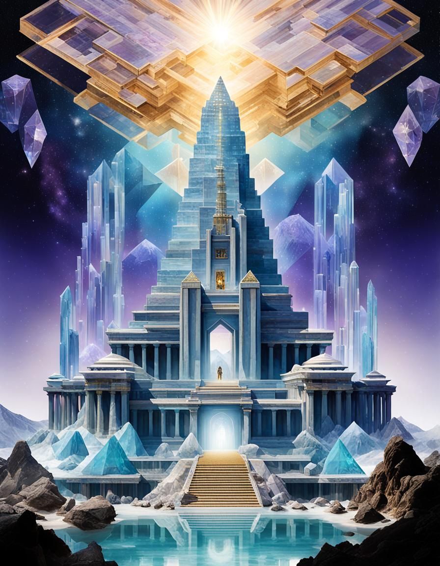 Atlantis Temple of Healing, built of marble, Beryl, conundrum amethyst - AI Generated Artwork ...