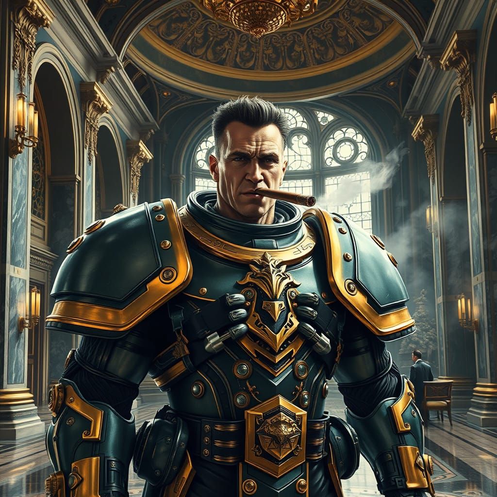 Warhammer 40k Imperial Commissioner in Power Armor... - AI Art