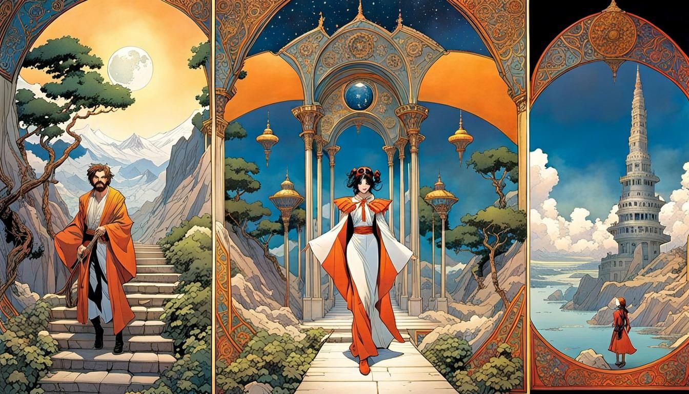 ((multi-panel comic book pages drawn by Michael Wm Kaluta Colleen Doran ...