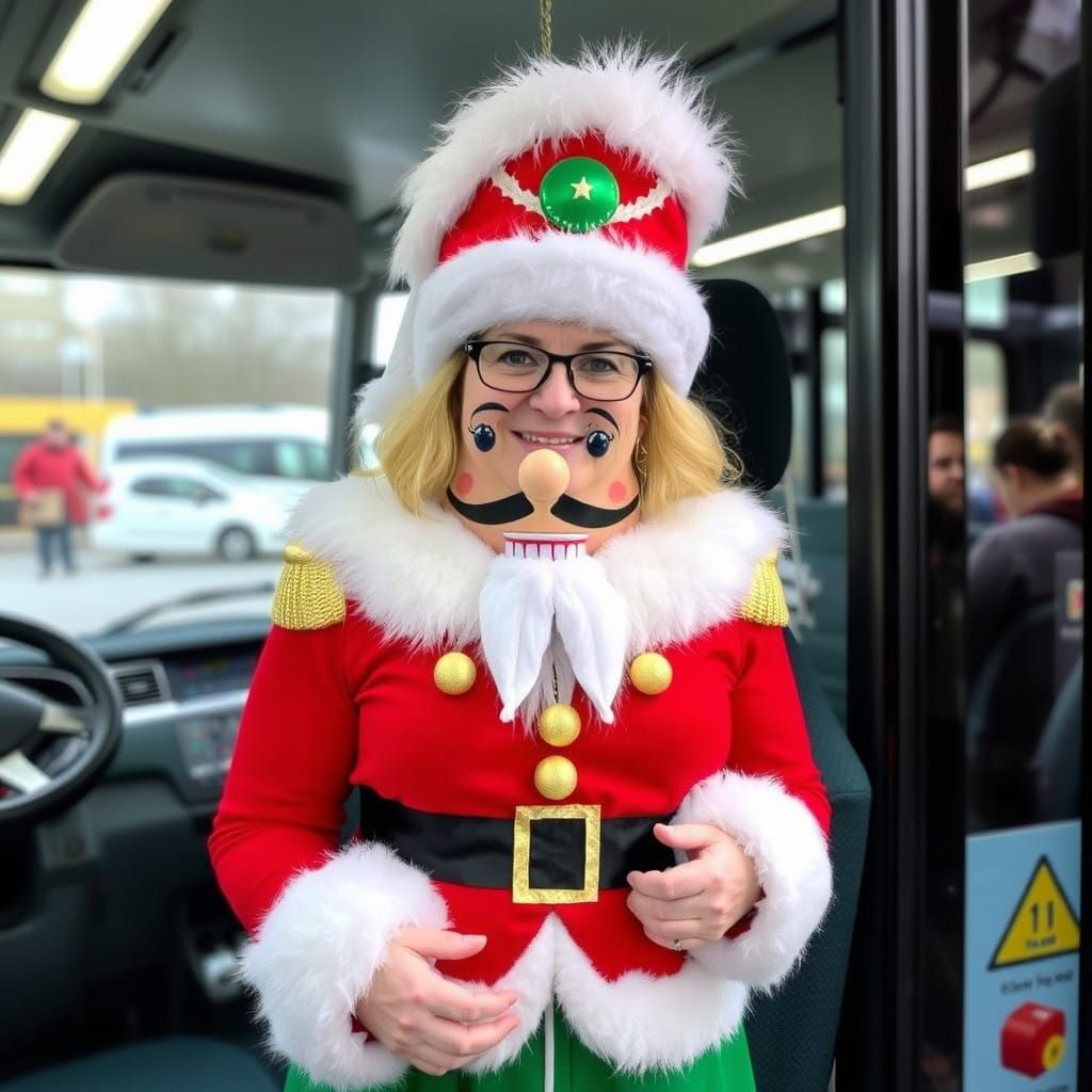 A bus driver is catching attention by dressing up as a festive ...