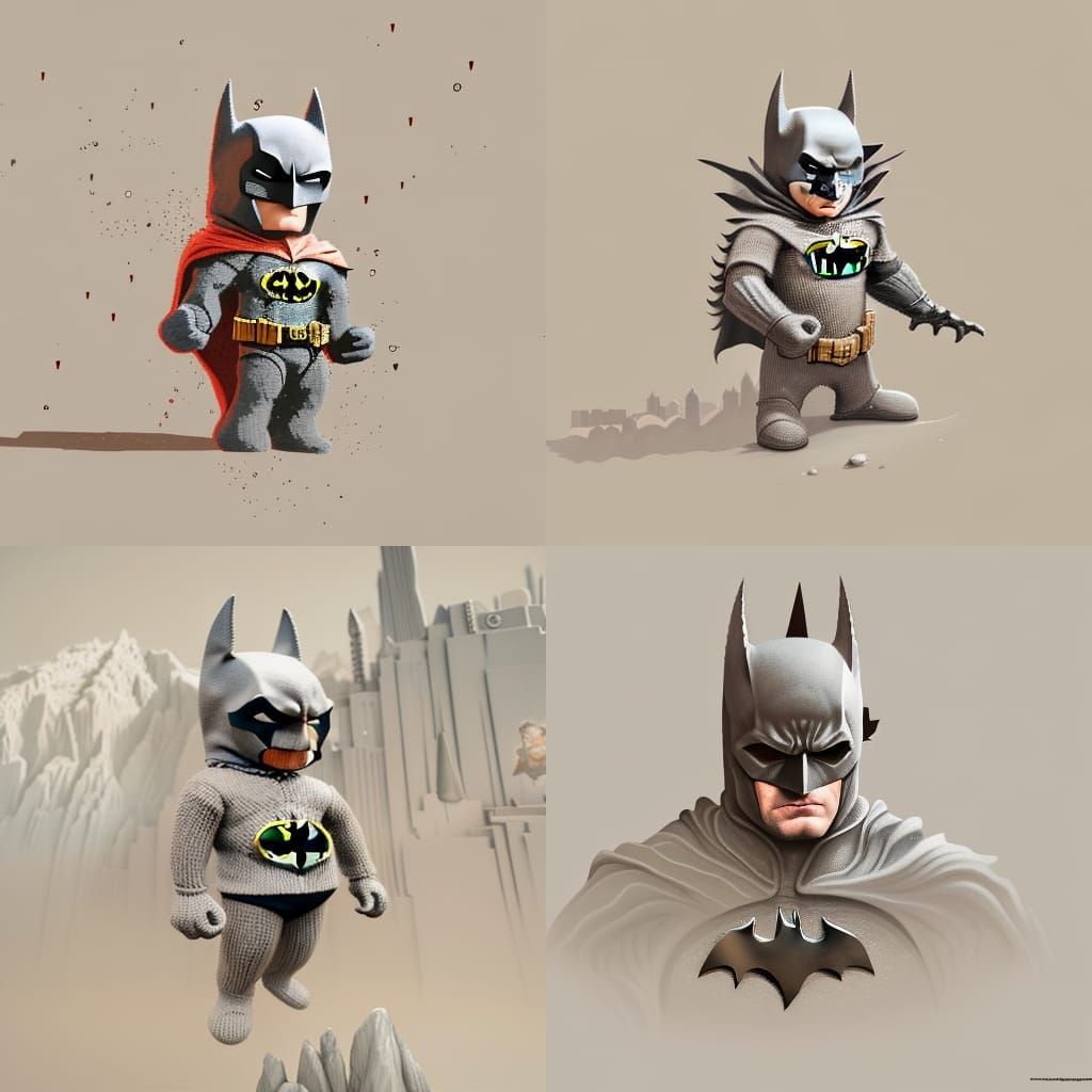 knits batman, detailed matte painting, deep color, fantastical ...
