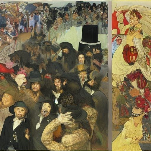 Surreal Vampire Billboard Art in Art Nouveau Style - AI Art