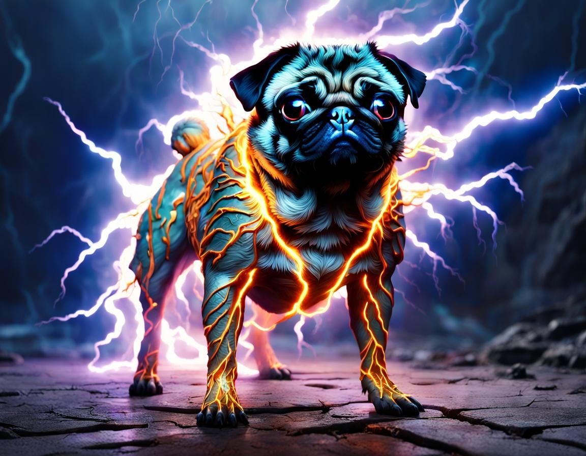 Speed, the lightning pug - AI Generated Artwork - NightCafe Creator