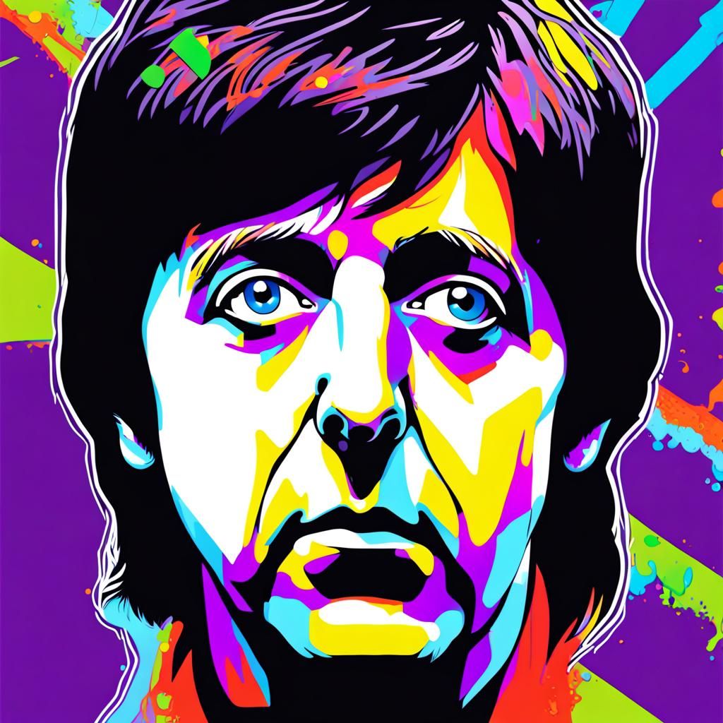 Paul Mccartney black light ultraviolet graffiti art, splash art, street art, spray paint, oil ...