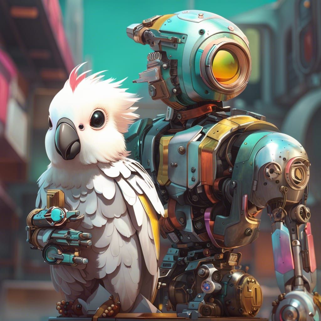 Cockatoo Robot Babysitter - AI Generated Artwork - NightCafe Creator
