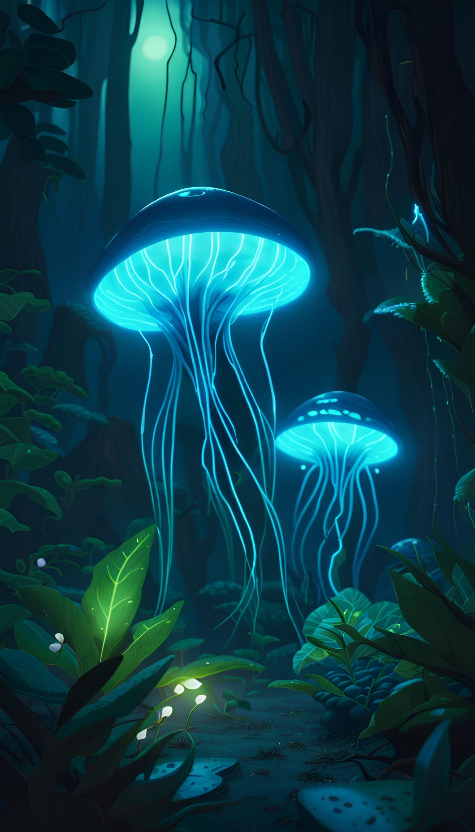 Alien Jungle Jellyfish - AI Generated Artwork - NightCafe Creator