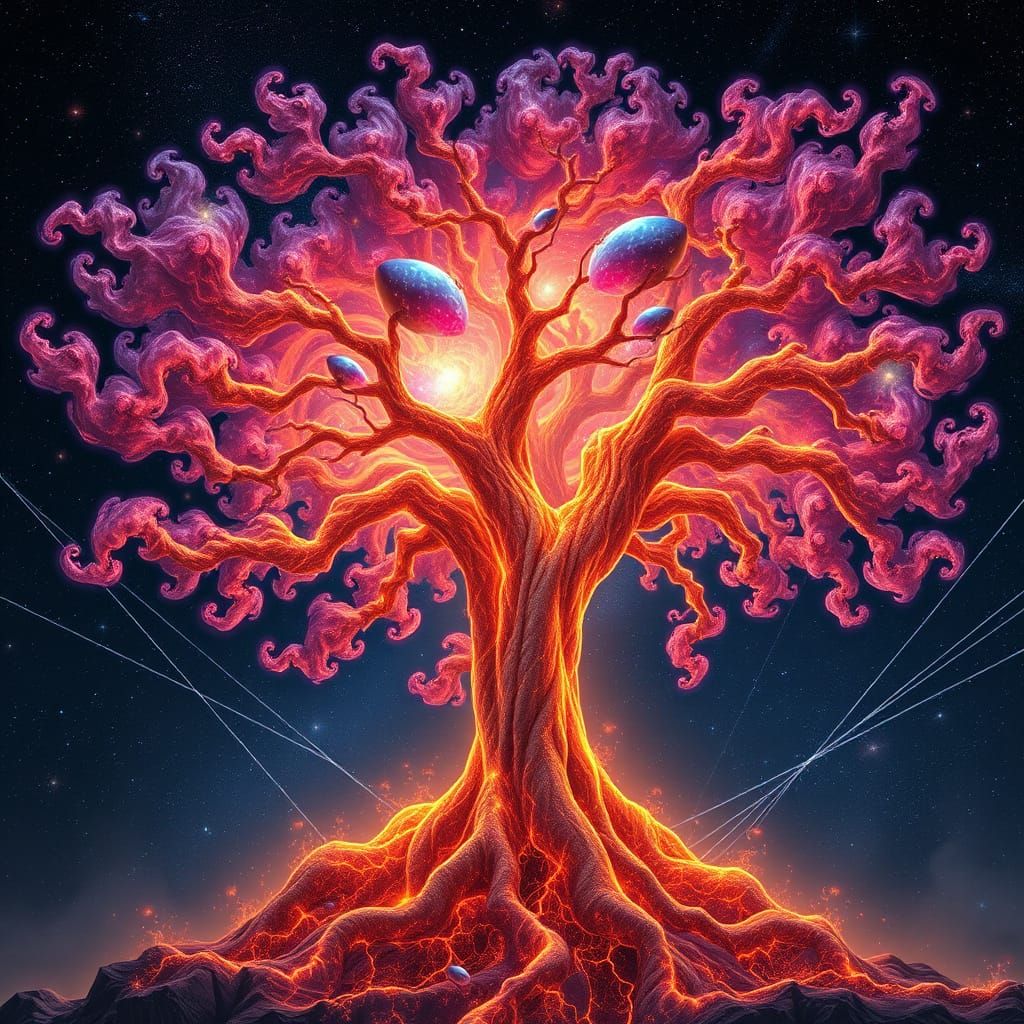 ""A massive cosmic tree with branches that stretch infinitely into the ...