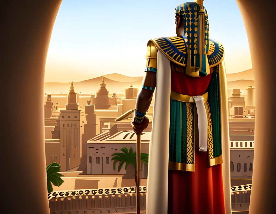 Pharaoh Surveying his Kingdom from the Balcony of his Palace, trending ...