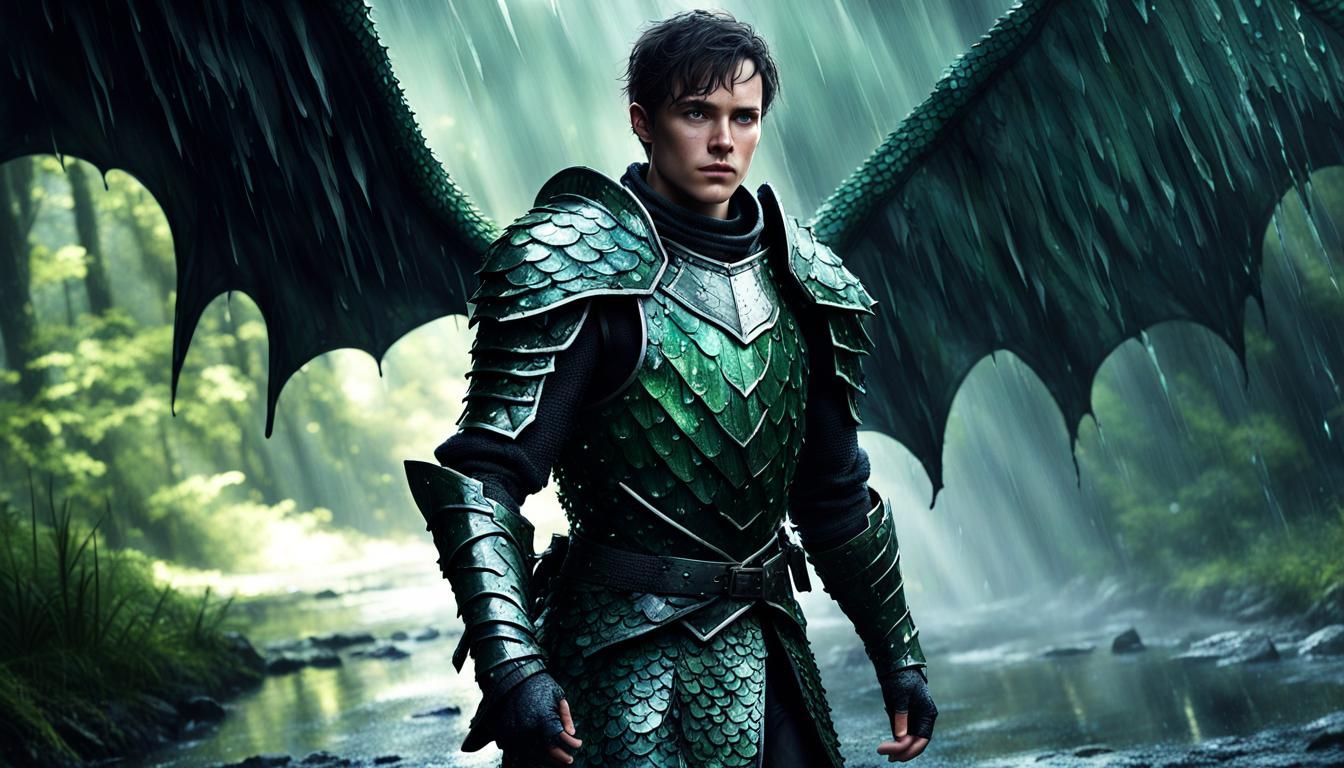 Winged Knight in the rain - AI Generated Artwork - NightCafe Creator