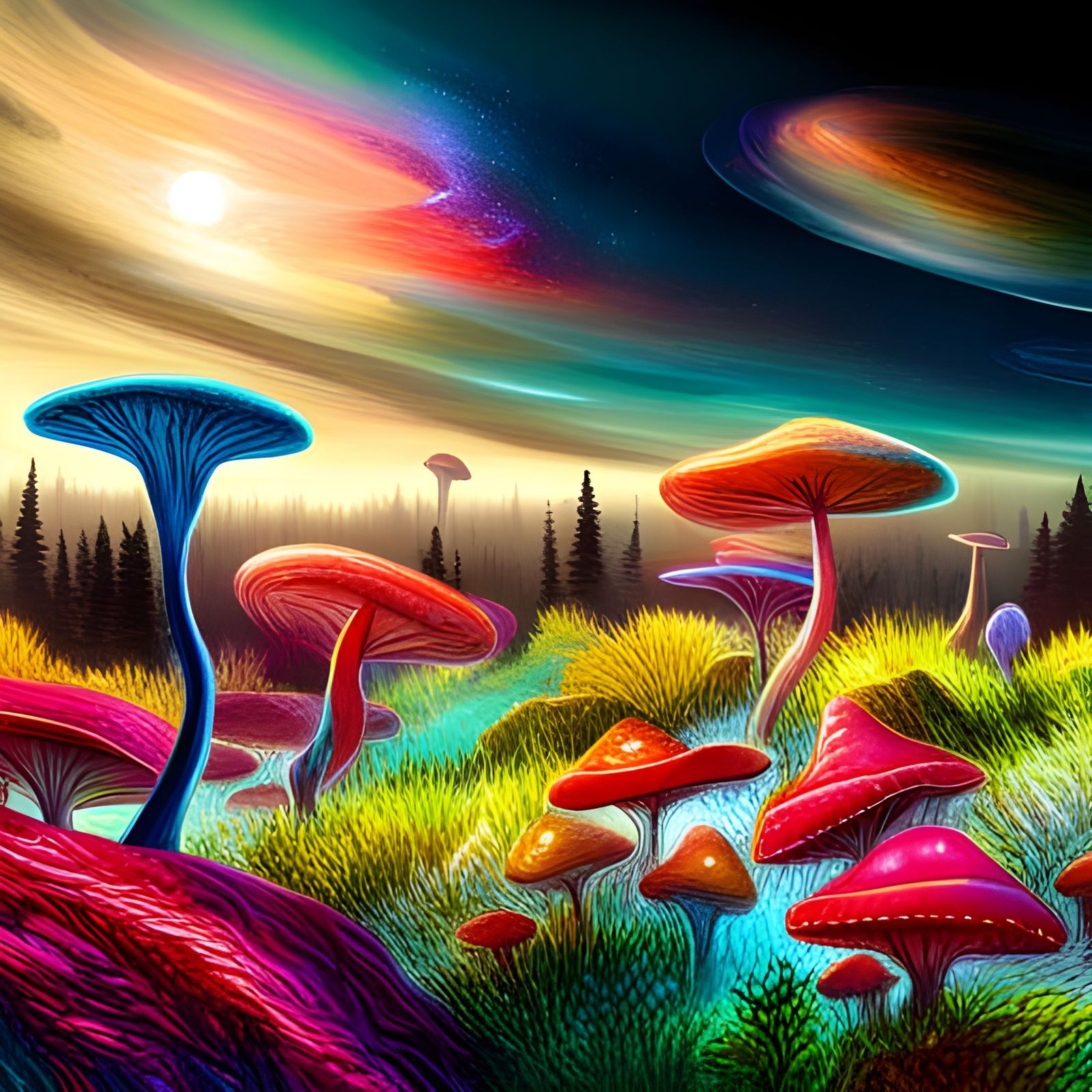 Alien mushrooms - AI Generated Artwork - NightCafe Creator