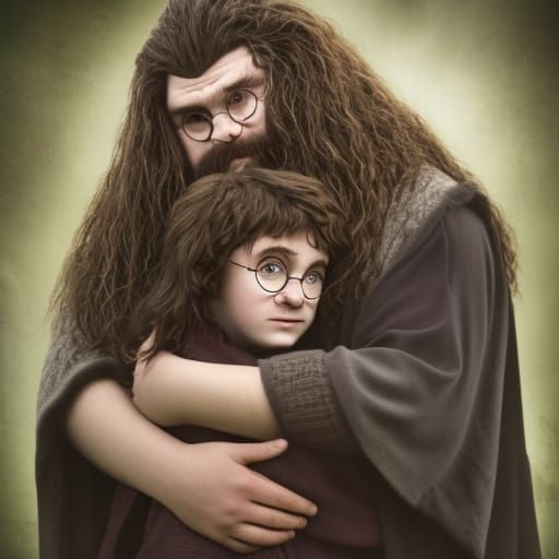 Hagrid and Harry - AI Generated Artwork - NightCafe Creator