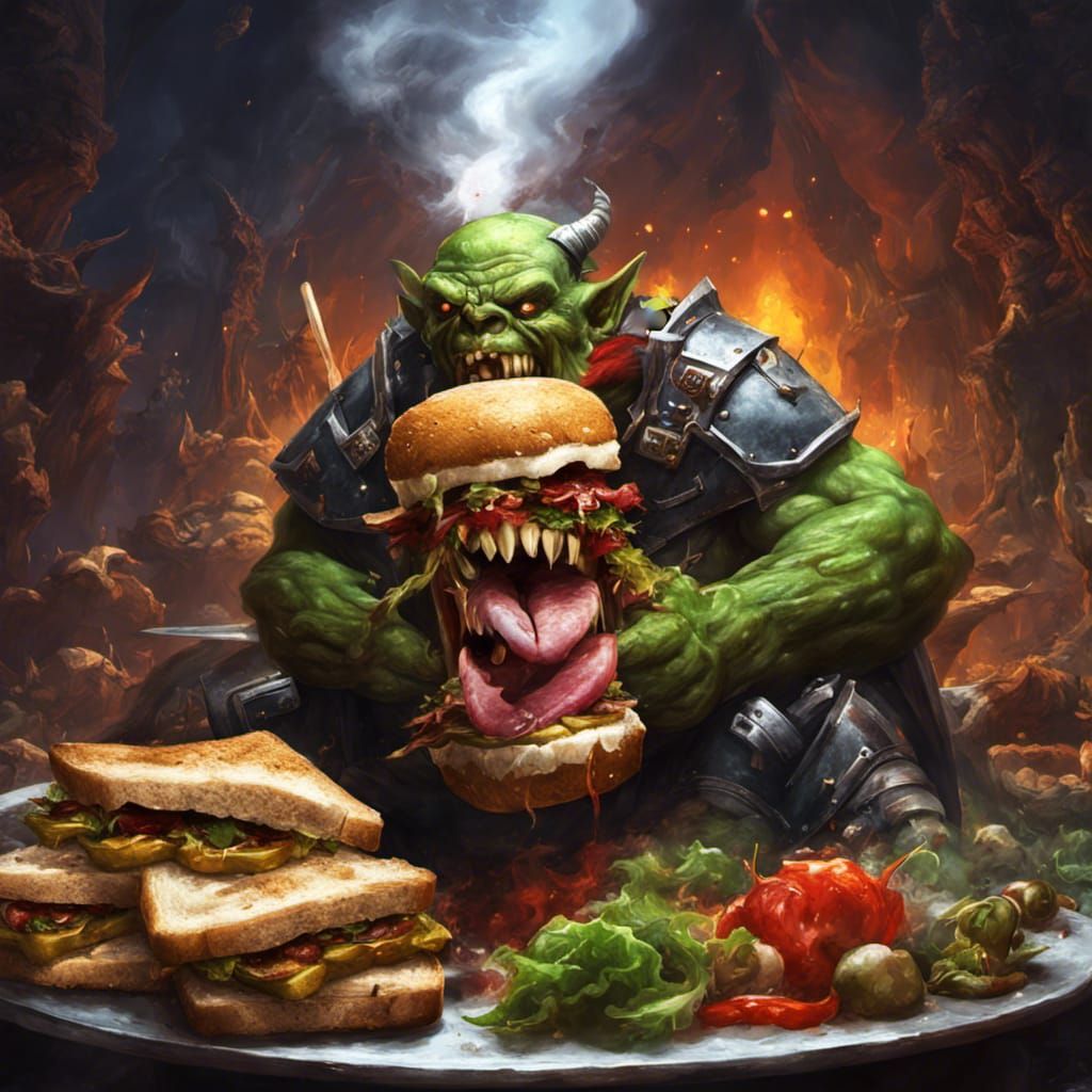 orks love sandwiches too - AI Generated Artwork - NightCafe Creator