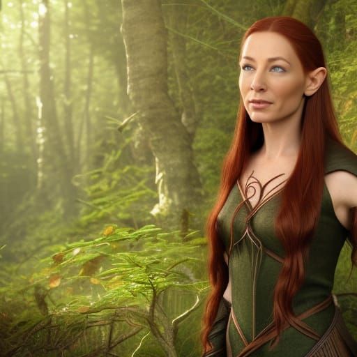 A young Tauriel standing proudly in a forest. Ultra realistic and ...