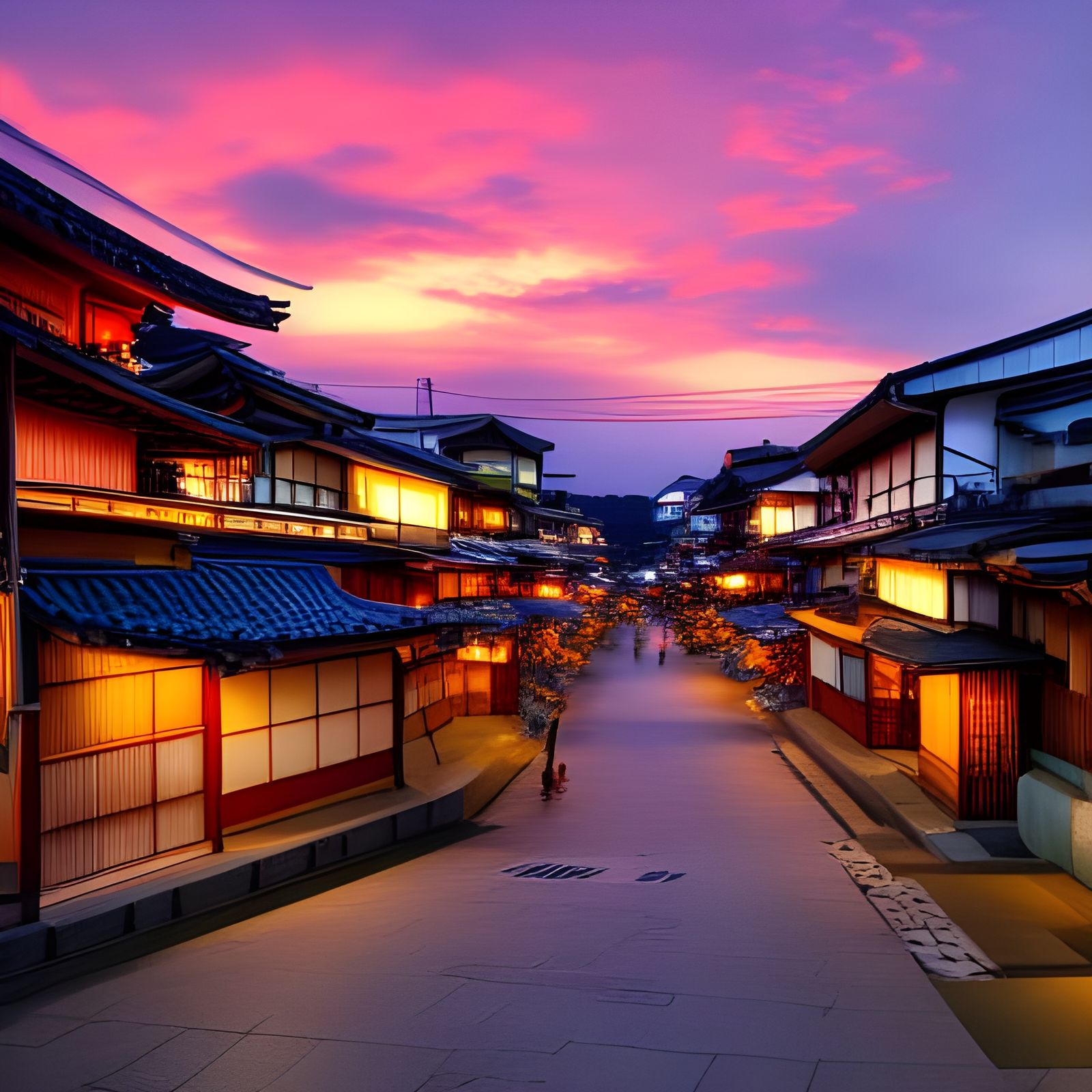 Traditional Japanese town in Sunset - AI Generated Artwork - NightCafe ...