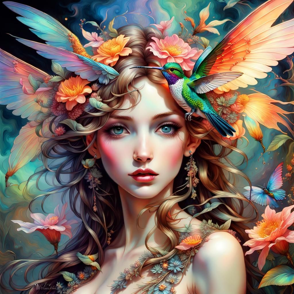 Hummingbird Fairy - AI Generated Artwork - NightCafe Creator