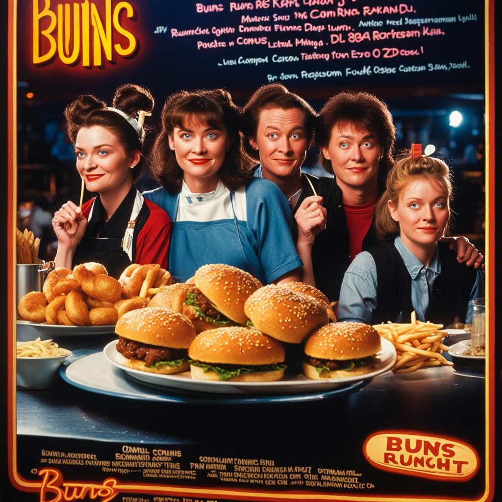 1980's Movie Poster for "BUNS", A raunchy restaurant coming of age ...