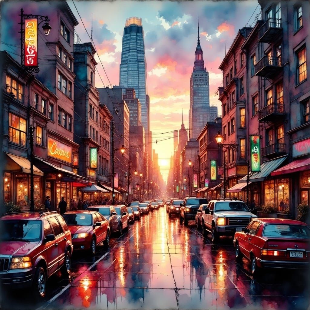 Atlanta cityscape at dusk - Vibrant Futuristic Cityscape at ...